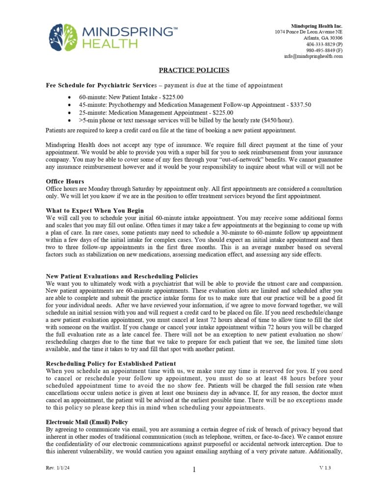 Forms - Mindspring Health